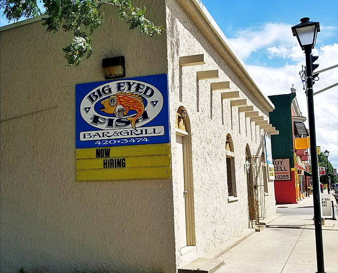 The howling wolf mural might be the first clue that Big Eyed Fish isn't your average corner restaurant. Fort Wayne's blue beacon of comfort food.
