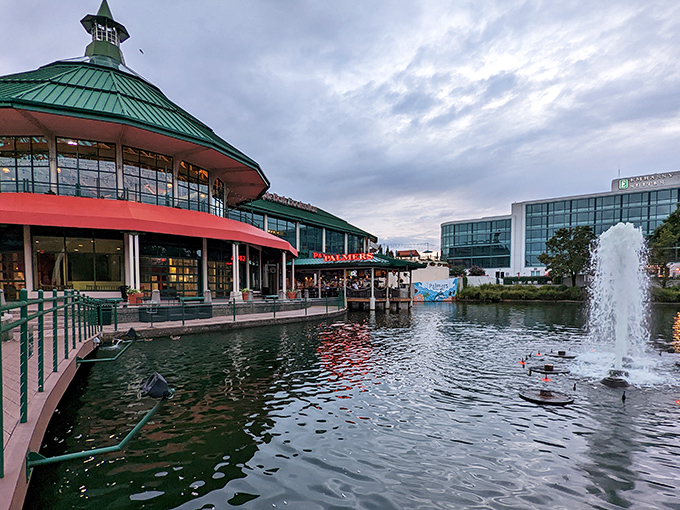 Palmer's waterfront patio feels like finding a coastal retreat in the heart of Kentucky. The green roof and lakeside seating create vacation vibes without the TSA pat-down.