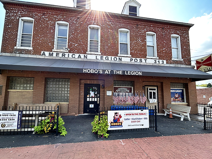 The unassuming brick fa&ccedil;ade of Hobos at the Legion might not scream "culinary destination," but those American flags hint at the patriotic spirit inside. 