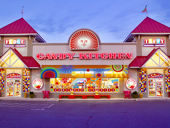 The candy-colored facade of Candy Kitchen beckons like a sugar-fueled mirage on Rehoboth Beach's coastline. Even adults find themselves skipping toward those doors.