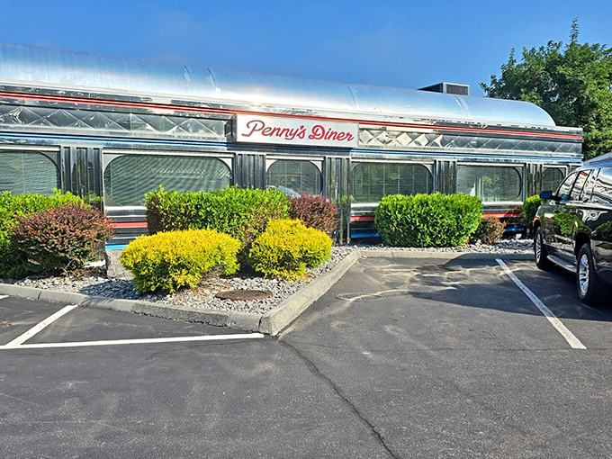 The gleaming silver exterior of Penny's Diner shines like a time-traveling spaceship that landed in the Virginia mountains with a cargo of comfort food.