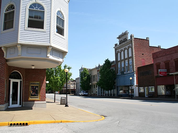 Historic brick buildings line New Harmony's streets, where 19th-century architecture meets small-town charm. The past isn't just preserved here&mdash;it's still doing business.