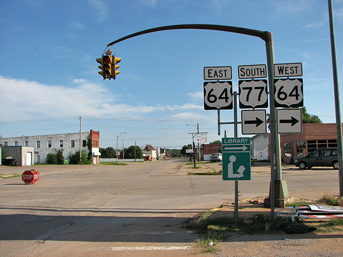 Highway 77 cuts through Perry like a ribbon unwrapping a gift, inviting travelers to slow down and discover what lies beyond the traffic light.