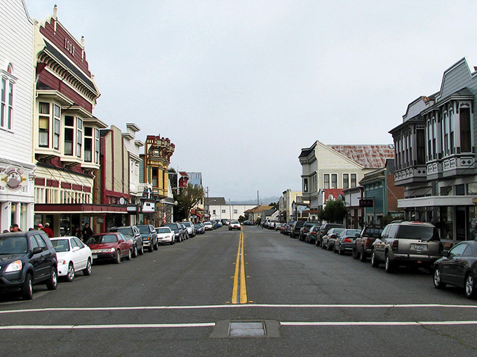 Classic cars and Victorian storefronts create a time-travel tableau on Ferndale's Main Street. Even the Valley Grocery looks like it belongs in a period film.
