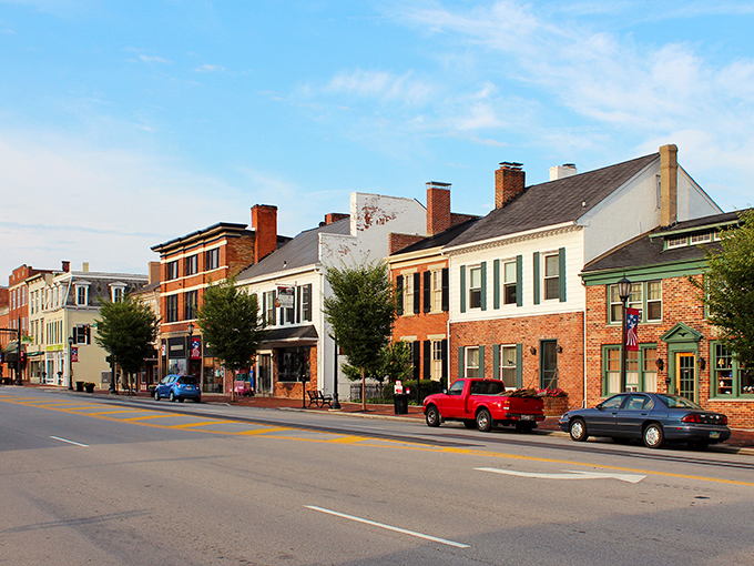 Autumn paints Lebanon's streetscape with fiery reds and oranges, creating a scene that belongs on a small-town America postcard.