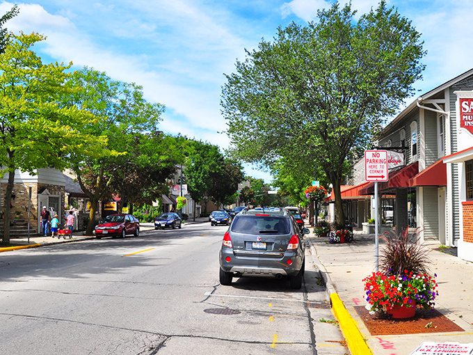 The iconic smokestack of Cedarburg's historic mill stands sentinel over Cedar Creek, a reminder that industrial heritage can actually be drop-dead gorgeous. 