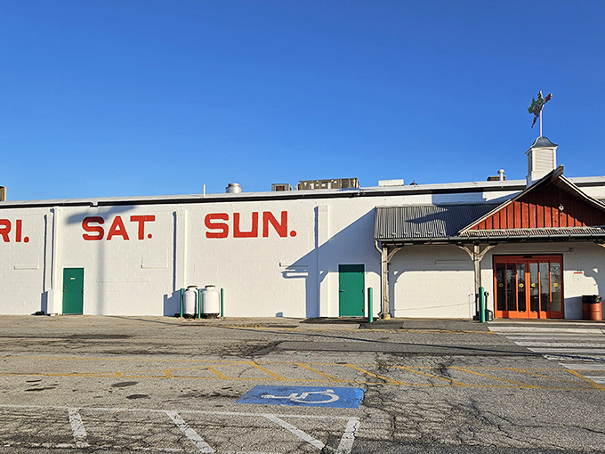 The unassuming exterior of New Castle Farmers Market belies the treasure trove within. Like finding a secret portal to bargain heaven in a suburban parking lot.