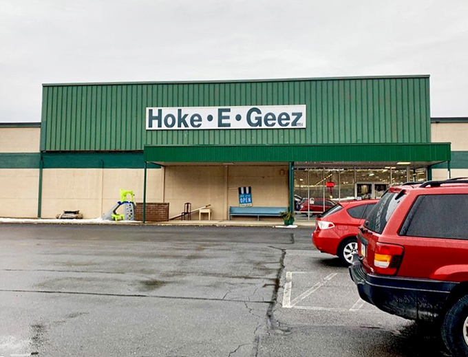 The unassuming green exterior of Hoke-E-Geez's belies the wonderland of treasures within, like finding Narnia in a Pennsylvania parking lot.