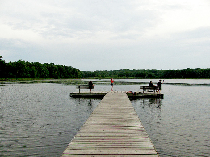 Peaceful solitude awaits at Chain O'Lakes, where even the docks invite you to pause and breathe deeply.