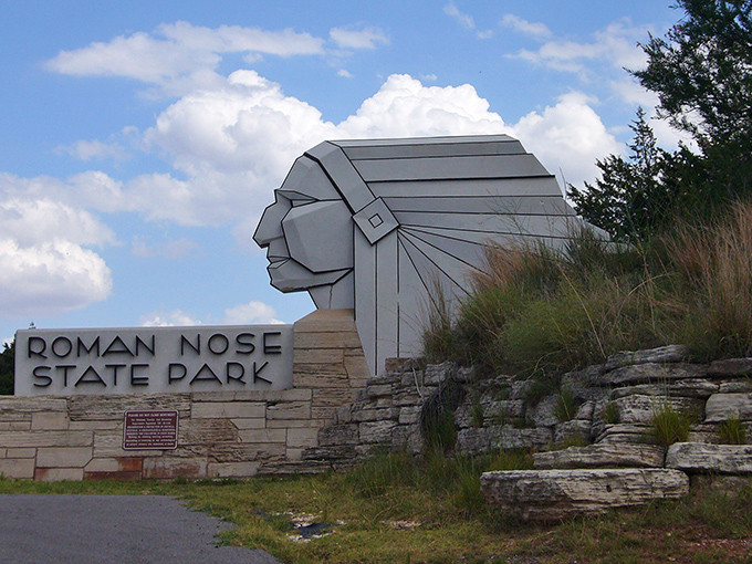 Mother Nature's masterpiece unfolds at Lake Watonga, where Oklahoma's blue skies reflect perfectly in waters that have quenched thirsts for centuries.