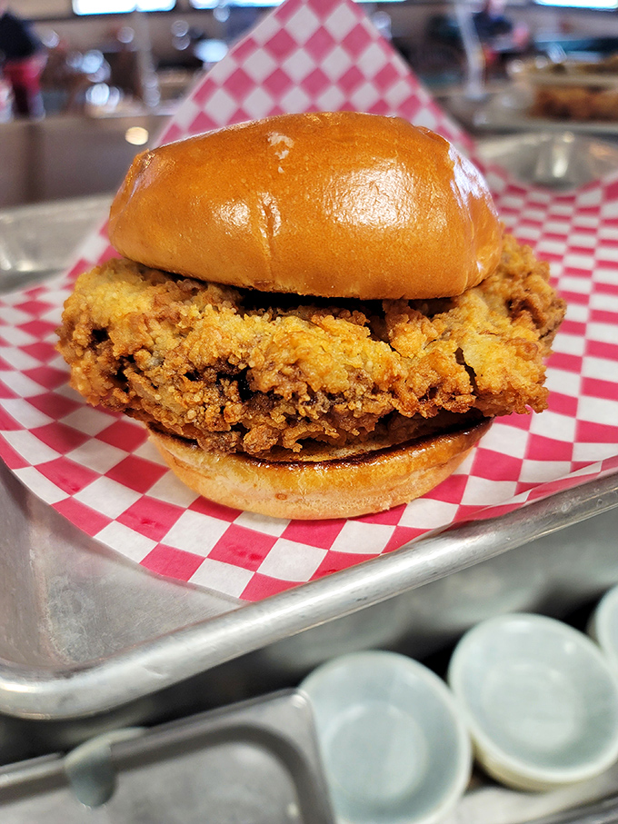 This fried chicken sandwich isn't just a meal&mdash;it's an event. The perfect crunch-to-tenderness ratio is what food dreams are made of.