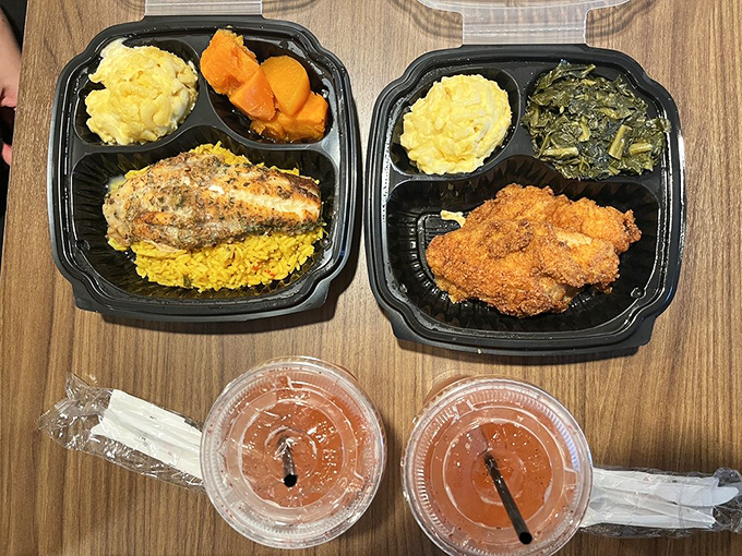 Two glasses of sweet tea flanking the main attraction. In Georgia, this is what they mean by "balanced meal."