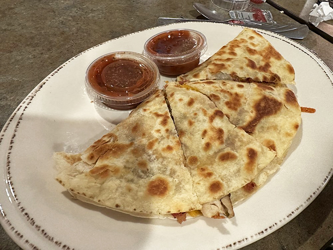 This quesadilla isn't trying to win authenticity contests&mdash;it's aiming for something more important: making you happy when you bite into it.