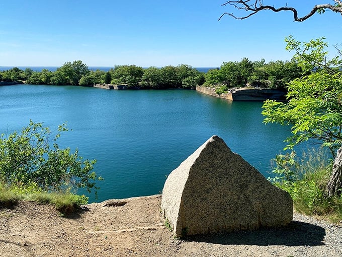 Fall foliage meets quarry blue at Halibut Point State Park, nature's perfect color combination that no interior designer could improve upon.