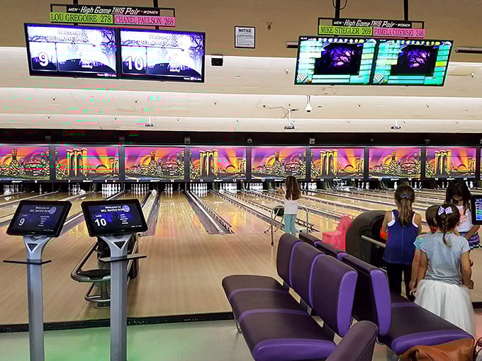 Family bowling at its finest&mdash;where kids learn the delicate art of releasing a ball without the accompanying backward somersault.
