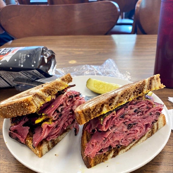 The sandwich that launched a thousand food comas. That pastrami has the kind of pink hue that makes other deli meats jealous.