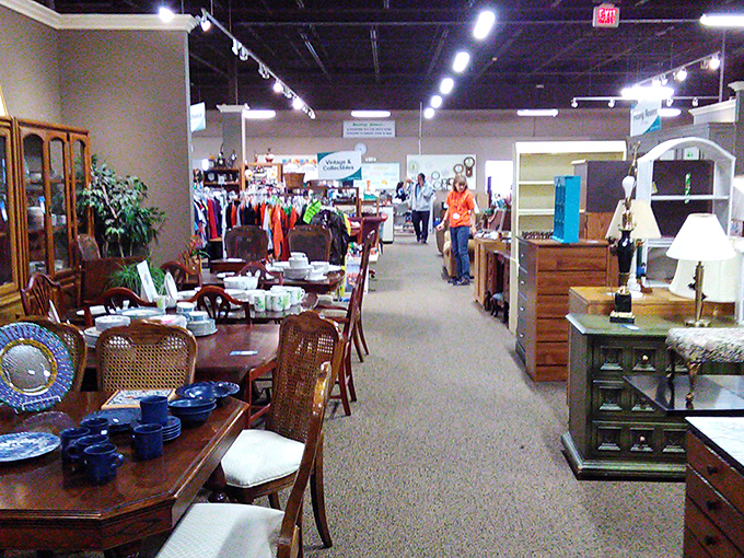 Wide aisles and thoughtful organization transform what could be overwhelming into a pleasant journey through other people's former possessions.