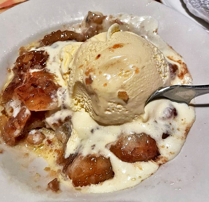 This isn't just dessert&mdash;it's what happens when apples fulfill their highest calling, swimming in ice cream and pure delight.