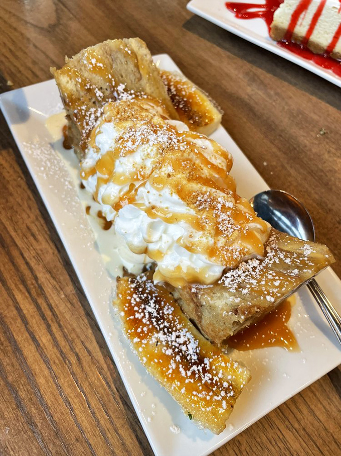 Bread pudding that would make your grandmother both proud and envious. That caramel sauce is performing magic tricks on perfectly tender bread.