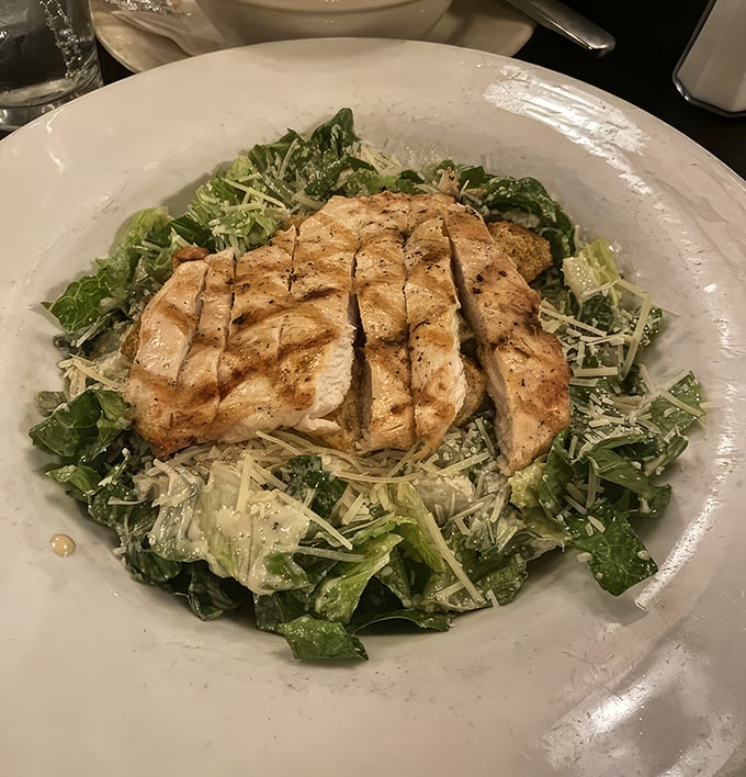 Proof that healthy choices can still be indulgent. That grilled chicken looks so perfectly striped, it could have its own barcode.