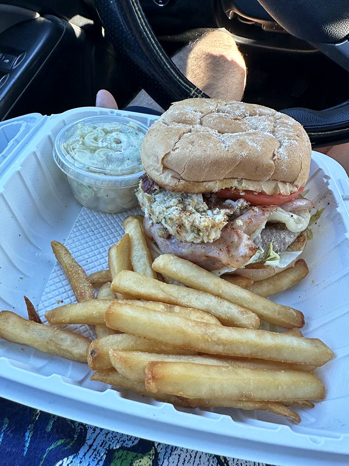 The Cape Maye Burger comes with a side of coleslaw and fries so perfect they could make a French chef weep with joy.