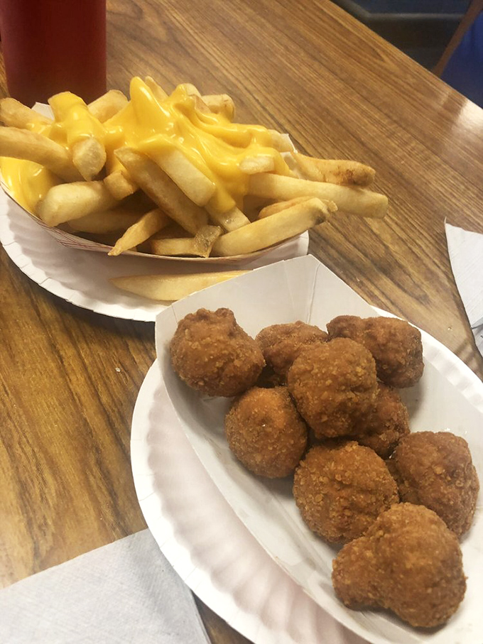 Golden fries and perfectly fried kibbee balls&mdash;proof that the supporting cast at Texas Hot Dogs deserves a standing ovation too.