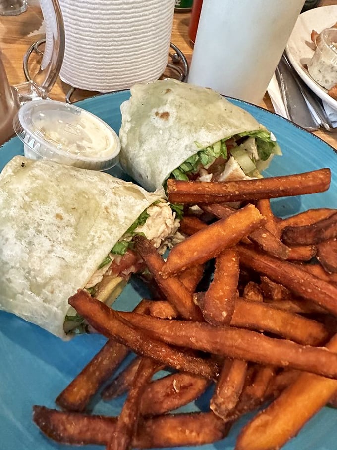 Fresh, vibrant wraps paired with sweet potato fries &ndash; for when you want something lighter but still need that comfort food satisfaction.