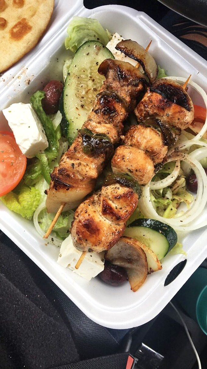 A chicken kebob salad that makes you question why you ever complained about eating your vegetables. This isn't diet food—it's just good food.