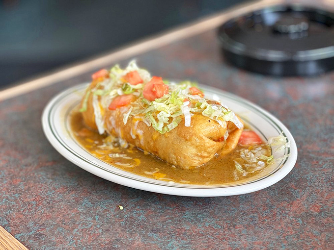 The chimichanga: where deep-fried meets dignity. This crispy cylinder of joy proves that sometimes the best things in life are wrapped and fried.