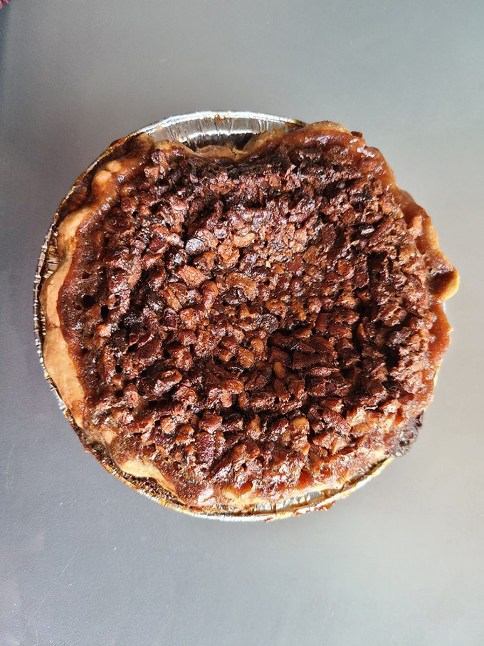 The legendary Chocolate Pecan Bourbon pie&mdash;where chocolate, nuts, and a hint of bourbon create the holy trinity of dessert indulgence.