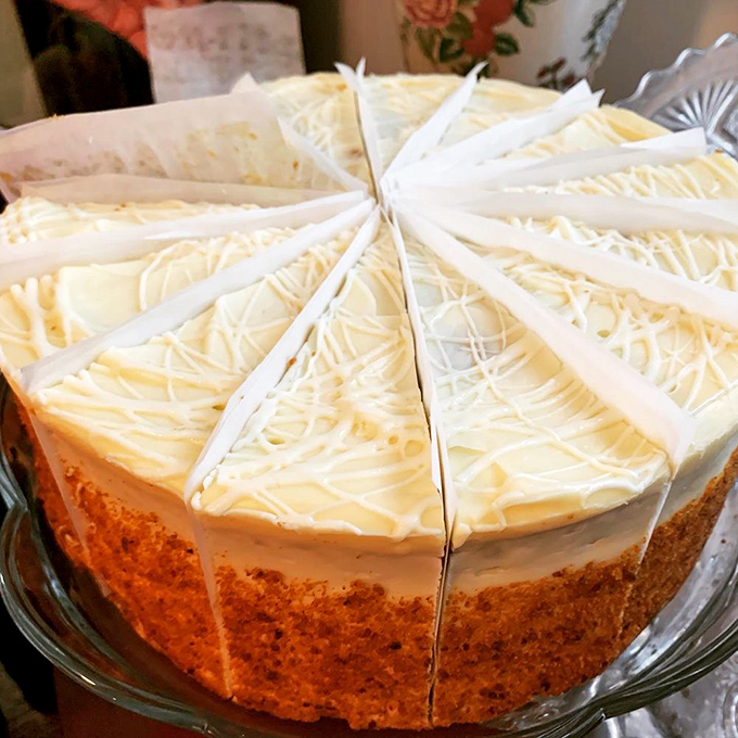 Carrot cake that would make your grandmother both proud and jealous. Those cream cheese frosting drizzles are pure artistry.