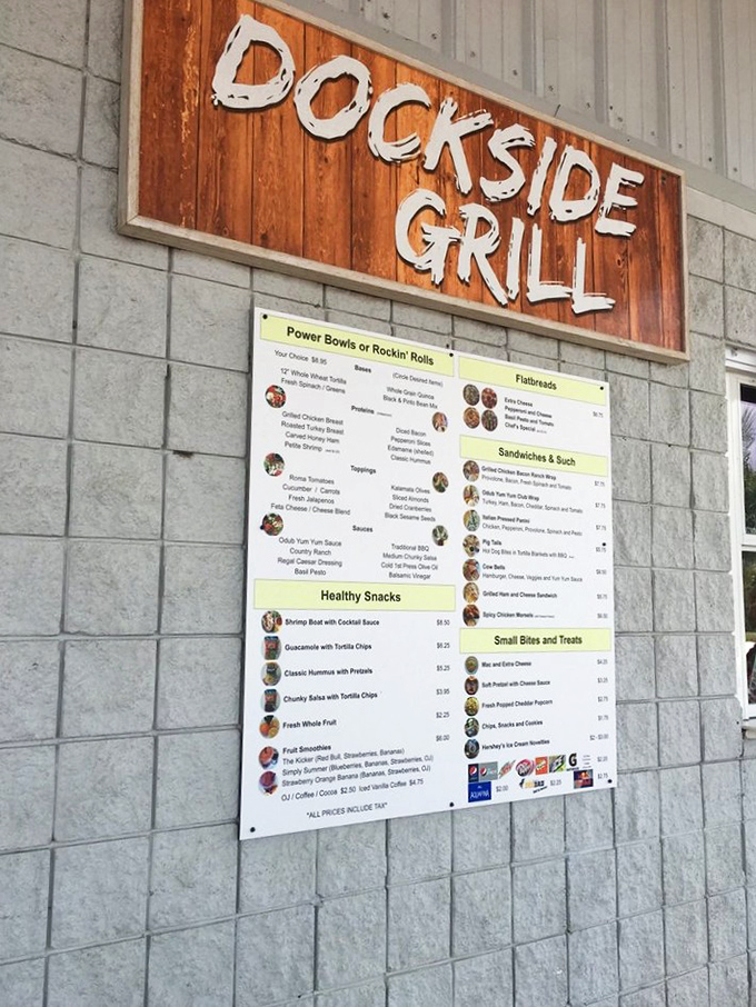 The Dockside Grill offers more than hot dogs and nachos—power bowls and flatbreads fuel water warriors between aquatic battles.