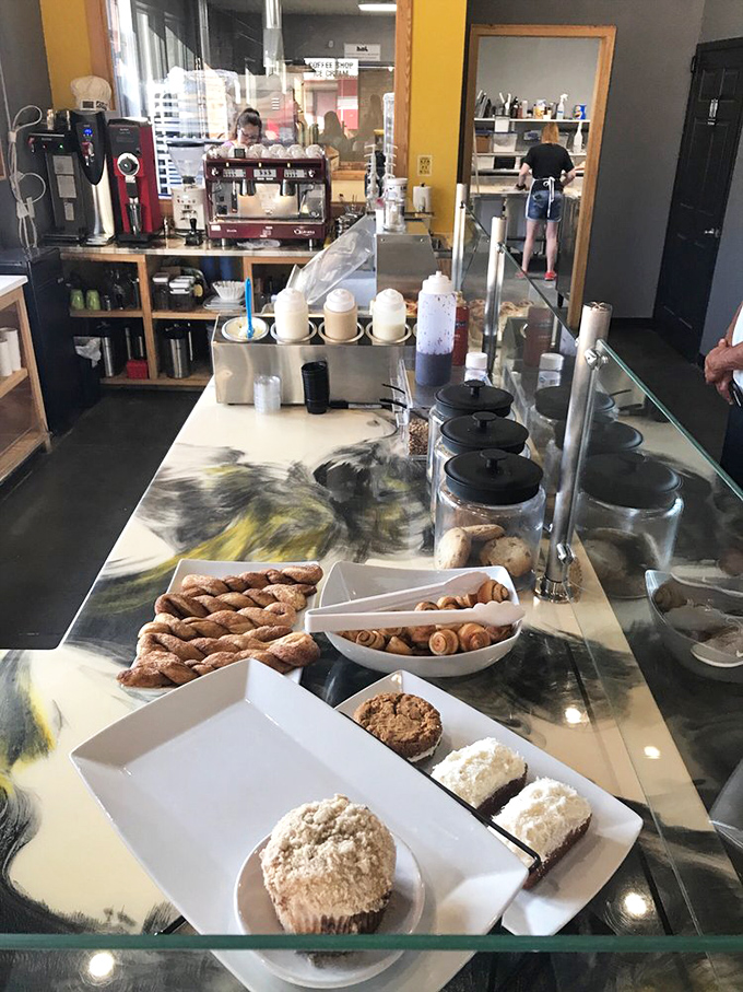The display case &ndash; or as I call it, "the hardest decision-making spot in Arkansas." Each treat silently arguing for its rightful place on your plate.