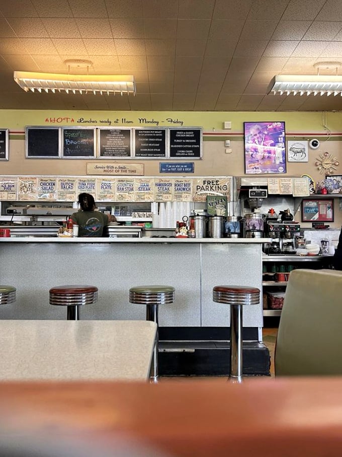 Behind this counter, breakfast magic happens daily—where orders are called out in a language only longtime staff can fully understand.