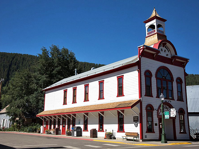 The Heritage Museum's striking red trim announces its importance. This architectural gem safeguards Crested Butte's colorful mining history.