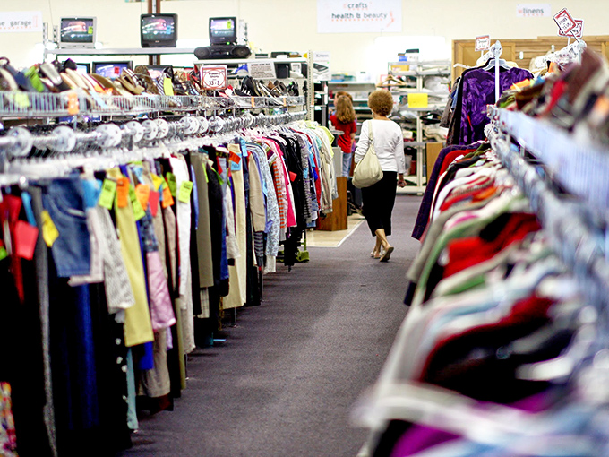 The thrill of the hunt draws shoppers of all ages. Between these racks, someone's finding the vintage dress that will become their signature piece.