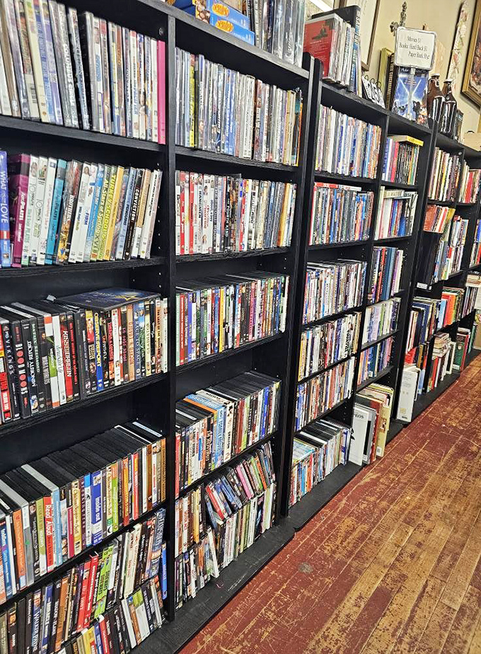 A wall of cinematic history where forgotten favorites and cult classics stand at attention, ready to entertain new audiences in new living rooms.