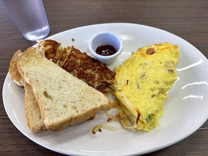 The classic Denver omelet&mdash;where ham, peppers, and cheese gather for a morning meeting that always ends in unanimous approval.