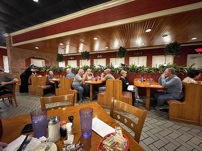 The true measure of a restaurant: booths filled with locals who've been coming here since before cell phones existed.