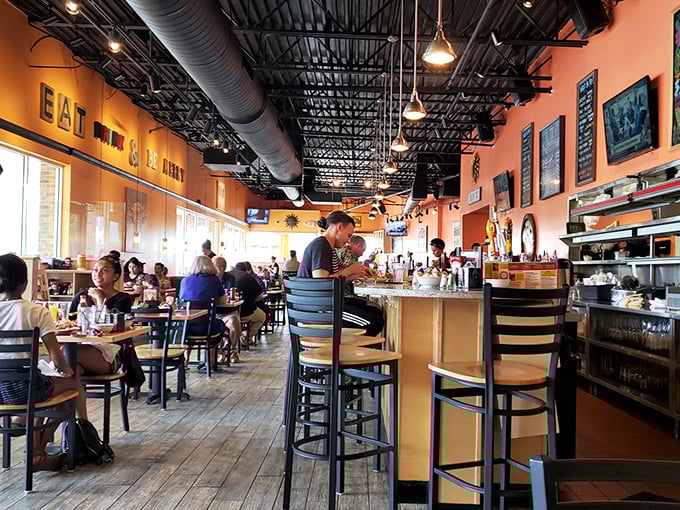 Where morning people and "don't talk to me until coffee" people find common ground. The bustling interior proves good breakfast transcends all personality types.