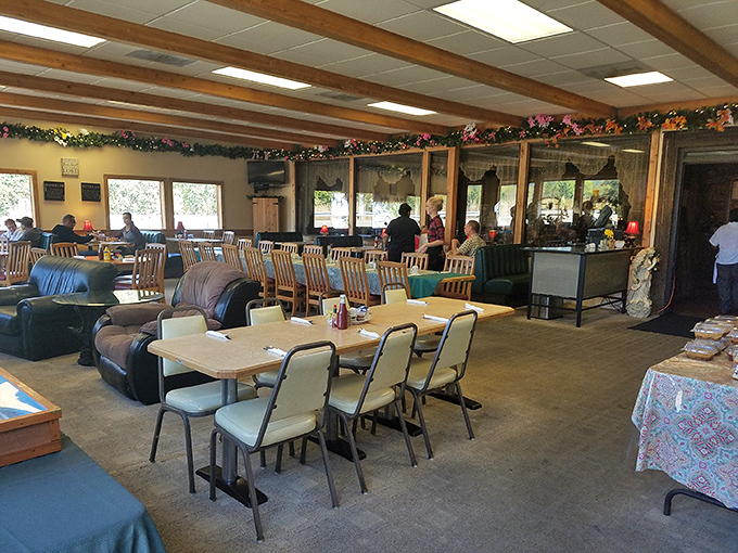 The dining area's unpretentious charm invites you to linger over coffee refills and conversation&mdash;exactly what breakfast should be.