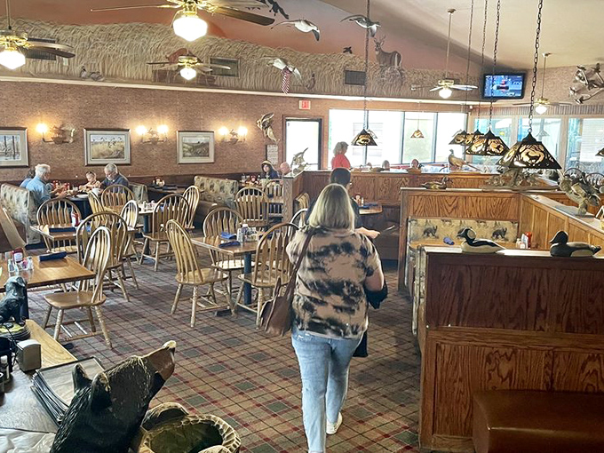 The dining room hums with the satisfied murmurs of locals who know they've made the right choice for lunch. No tourists, just taste-seekers.