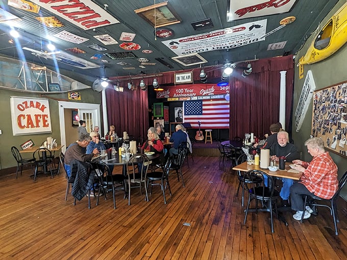 The true Ozark experience: locals who've been coming for decades, sharing stories as rich as the gravy on their plates.