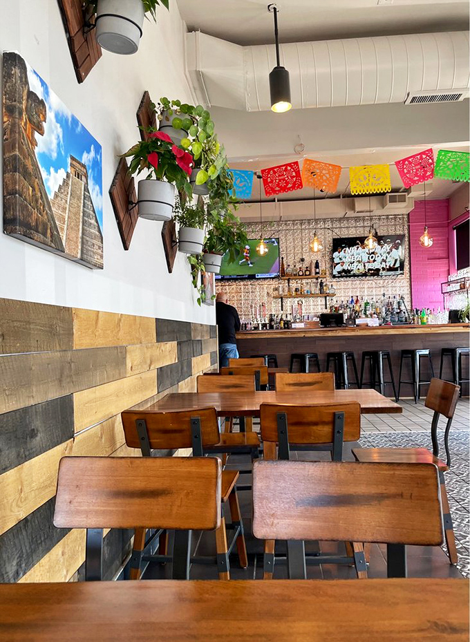 Wood, tile, and colorful papel picado banners transform this corner of Minnesota into somewhere south of the border—no passport required.