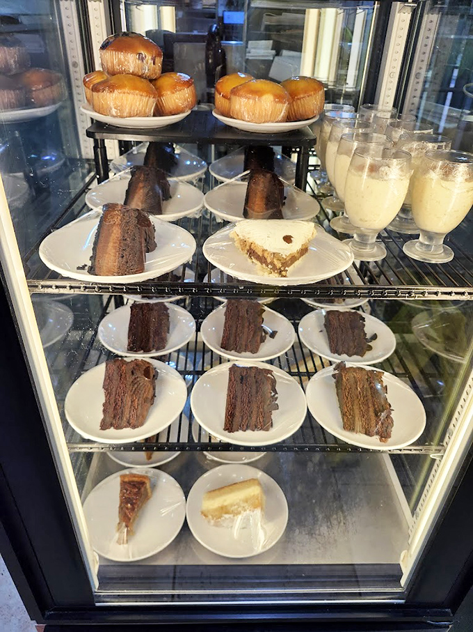 A dessert case that doesn't just display options&mdash;it issues a challenge. How will you possibly choose just one when chocolate cake, cream pies, and muffins are all vying for your attention?