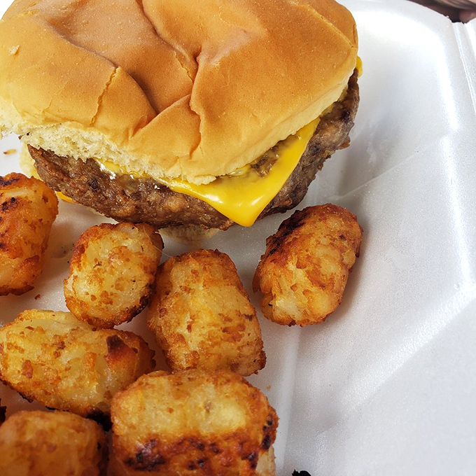 A classic cheeseburger with golden tater tots&mdash;the lunch that launched a thousand childhood memories. Sometimes paradise comes on a foam plate.