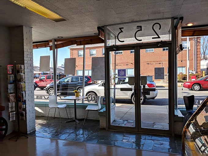 The entrance to paradise is apparently a glass door in Newark, Delaware. Who knew heaven had business hours?