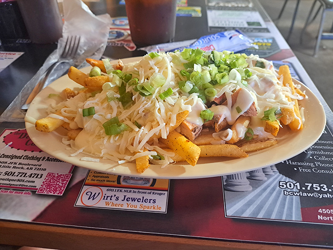 Loaded fries that put ordinary cheese fries to shame. A mountain of toppings that transforms a side dish into the main event.