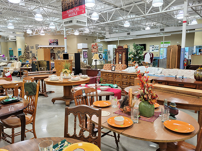 The dining table display looks like Thanksgiving dinner is about to be served, minus the relatives asking when you're finally going to settle down.