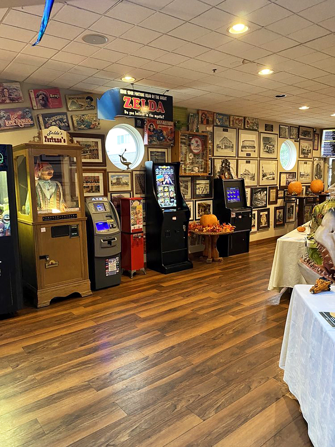 The dining room boasts more nautical treasures than a sunken Spanish galleon. Every visit reveals another quirky artifact hidden among the wooden beams.